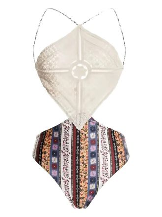 Agua Bendita maillot de bain en crochet à fleurs - Tons neutres