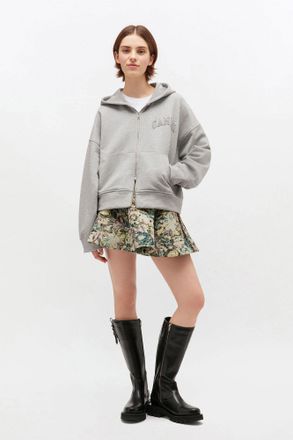 Ganni grau Grauer Hoodie mit Zwei-Wege-Reißverschluss - Größe XXS