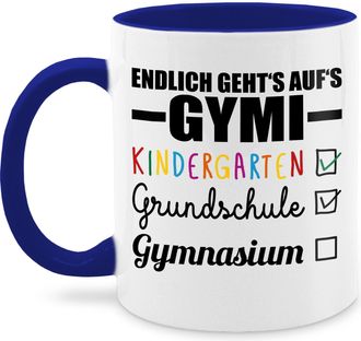 Shirtracer Tasse Tassen 325ml - Einschulung Geschenk Schulanfang - Endlich gehts aufs Gymi - schwarz/bunt - 325 ml - Dunkelblau - geschenke gymnasium einschultas