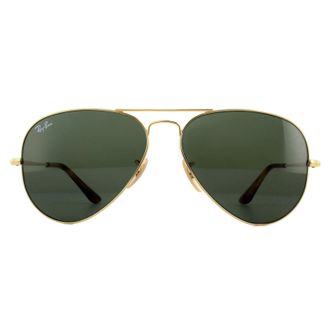 Ray-Ban Sonnenbrille Aviator Metall II RB3689 914731 Gold Gr&uuml;n