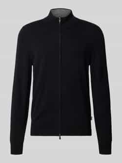 HUGO BOSS Strickjacke aus Wolle Kaschmir mit Stehkragen