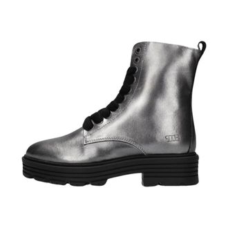 Hip Silberner Touch Schn&uuml;rstiefel - - Shoes - Damen - Grau - 41 EU