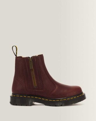 Dr. Martens 2976 Alyson Grizzly Leder Zip Up Chelsea Wintergrip Chelsea Stiefel Schuhe in Rot, Gr&ouml;&szlig;e: 36