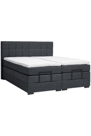 Moderano Boxspringbett, Dunkelgrau, Textil, H3 + H4, 5-Zonen, H&ouml;he ca. 18 cm, 180x200 cm, Bettkasten, gepolstertes Kopfteil, Stoffauswahl, Topper geteilt, in v