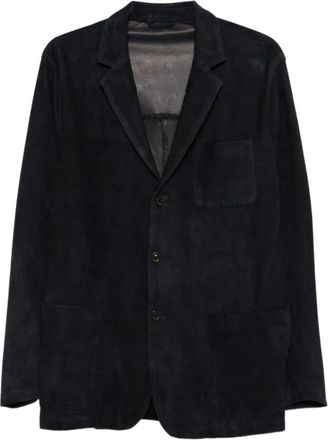 Boglioli Homme, Vestes, Bleu, Taille: L Giacca di pelle tasche applicate