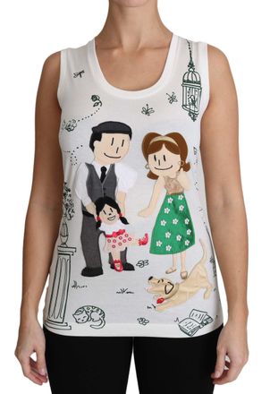 Dolce & Gabbana Weißer Baumwolle gdfamily Ärmelloses Shirt Tanktop