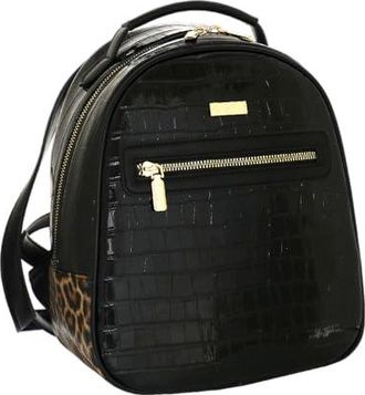 Camomilla Sac à Dos Femme, Similicuir, Collection Chic Jungle, Couleur Noir