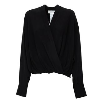 Sportmax Seidenbluse mit gekreuzter Konstruktion - - Blouses & Shirts - Damen - Schwarzk - XS