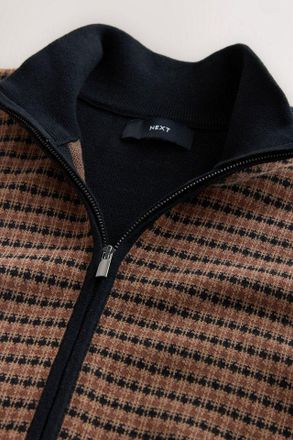 Next Strickjacke Regular Fit Premium Strick-Poloshirt mit RV (1-tlg)