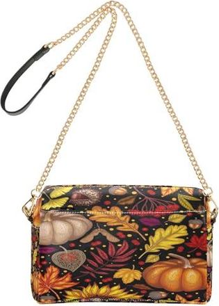 HMZXZ Sacs à bandoulière en cuir avec motif feuille dautomne pour femme, petit sac à main à bandoulière, citrouille