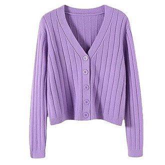 Generic Cardigan long et volumineux pour femme - Pull &agrave; manches en V - Pull en tricot de couleur unie - Cardigan pour femme - Gilet ouvert sur le devant pour 