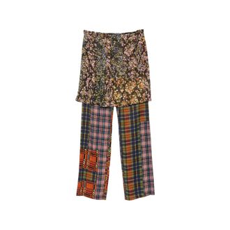 Dries Van Noten Floral-print Checked Layered Trousers