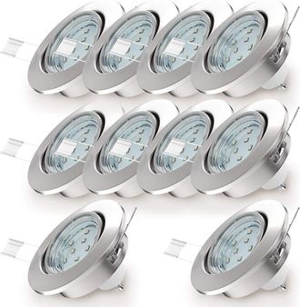 B.K.Licht 10er Set LED Einbaustrahler 230V schwenkbar, warmwei&szlig;e Lichtfarbe, Lochmass 68mm, LED Spot, Deckenspots, Spots, Einbauleuchten, Einbauspots, Deckenstr