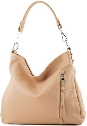 modamoda.de T183 - Sac à bandoulière en cuir pour dames, Couleur:beige