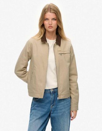 Superdry Veste style ranch matelass&eacute;e en velours c&ocirc;tel&eacute; - Beige houmous-Brown