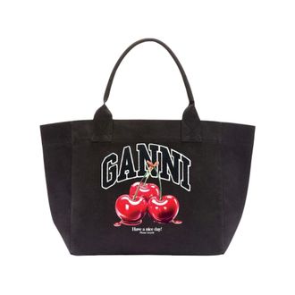 Ganni Femme, Sacs, Noir, Taille: ONE Size Sac fourre-tout Medium Cherry