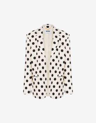 Moschino Veste en laine imprimée Polka Dots - Blanc