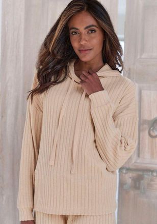 Lascana Hoodie Strickpullover mit Kapuze und in melierter Optik, Loungewear