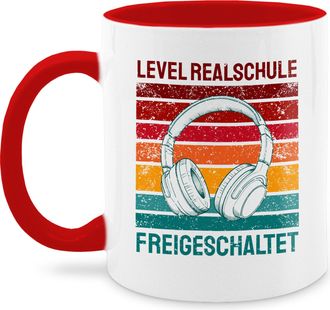 Shirtracer Tasse Tassen 325ml - Grundschule Abgänger - Level Realschule freigeschaltet | Geschenke für Realschule | Geschenkidee Realschule Geschenk - 325 ml - R