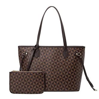 Generic Sac fourre-tout extra large pour femme avec portefeuille en cuir &agrave; carreaux et sacs &agrave; main avec poign&eacute;e sur le dessus, marron, extra large