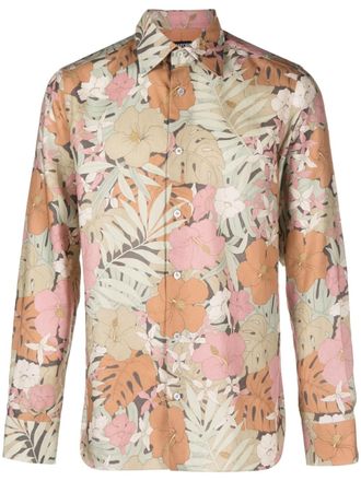 Tom Ford Lyocell-Hemd mit Blumen-Print - Gr&uuml;n