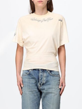 Balenciaga Top slim en coton ivoire avec imprim&eacute; logo graffiti