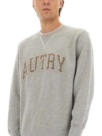 Autry Logo-Print Cotton Sweatshirt - Gray