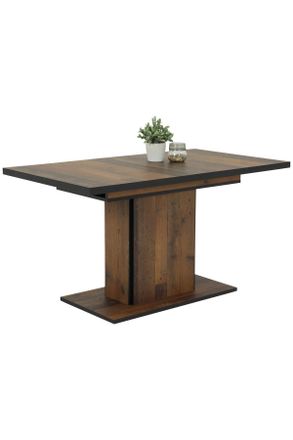 CARRYHOME Esstisch, Schwarz, Dunkelbraun, Holzwerkstoff, rechteckig, S&auml;ule, Bodenplatte, 80x76x120-160 cm, ausziehbar, Variantenauswahl, Esszimmer, Tische, Esst