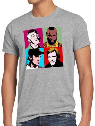 style3 Das Team Herren T-Shirt Minivan a Hannibal Murdock, Gr&ouml;&szlig;e:3XL, Farbe:Grau meliert