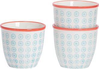 Nicola Spring Handgedruckte Pflanzentöpfe - 14cm - Türkis - Pack Von 3