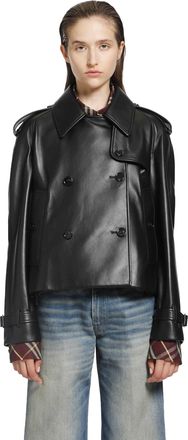 Burberry Cropped Leather Mayfair Trench Jacket