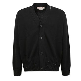 Marni Homme, Pulls, Noir, Taille: XL Cardigan en Coton &agrave; Manches Longues