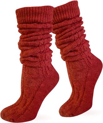 Normani Leinen Socken Kniebundstrumpf Trachtensocken Farbe Rot lang Größe 47-50