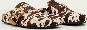 AllSaints Superstsa - Lederpantoletten mit Kuhfellmuster und Schnallendetail-Mehrfarbig