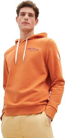 Tom Tailor Herren 1037751 Sweatshirt Hoodie mit Logo-Print, 32243-tomato Cream orange, XXXL
