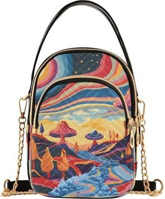 Mnsruu Sac à bandoulière pour femme - Style rétro psychédélique - Groovy - Petit sac à bandoulière avec sangle réglable