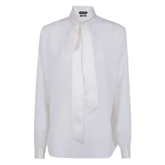 Tom Ford Femme, Blouses et Chemises, Blanc, Taille: 40 FR Tunique Lavalli&egrave;re en Cr&ecirc;pe de Chine de Soie
