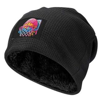 Ahdyr Bonnet en Maille gaufr&eacute;e, Polaire, Chaud, pour lhiver, Noir, pour Hommes et Femmes