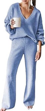 Generic Ensemble de surv&ecirc;tement deux pi&egrave;ces pour femme, compos&eacute; dun pull et dun pantalon large, bleu royal, taille M