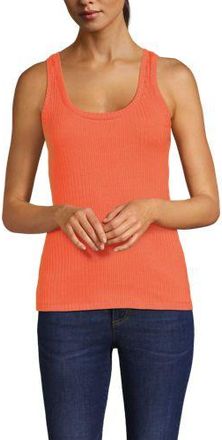 Lands End Ärmelloses Ajour-Top, Damen, Größe:40-42 regular, Orange, Elasthan/Baumwoll-Mischung, by Lands End