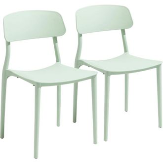 Oviala Oviala - Lot de deux chaises en polypropyl&egrave;ne vert menthe