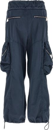The Attico Overdyed Cotton Gabardine Cargo Pants - Navy