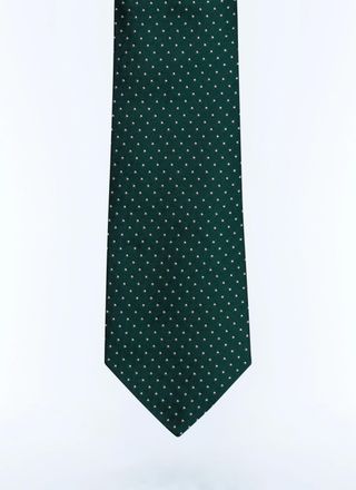 Fursac Cravate en soie verte &agrave; pois - Taille Unique - Homme