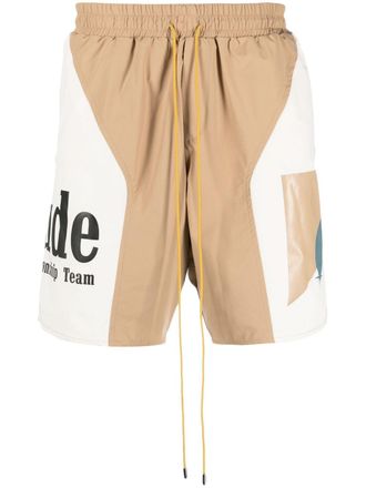 Rhude Joggingshorts mit Logo-Print - Nude