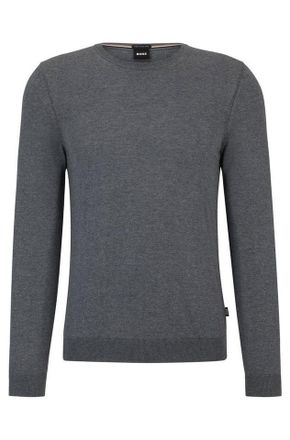 BOSS Strickpullover BOSS Men Black grau,Basic,Wolle,Unifarben,Rundhals,Lang,Slim Fit
