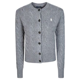 Polo Ralph Lauren Zopfstrick-Cardigan aus Wolle und Kaschmir - - Knitwear - Damen - Grau - L