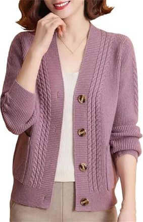 Generic Pull ample &agrave; col en V pour femme avec col en V, Violet, XL