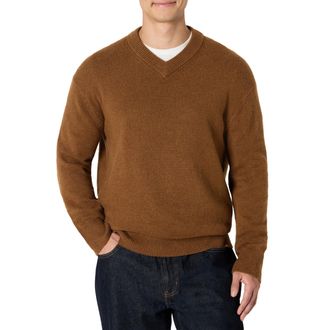 Amazon Essentials Herren (Demis Favorit) Regular-Fit-Pullover Baumwollmischung V-Ausschnitt, Karamell Heide, XXL