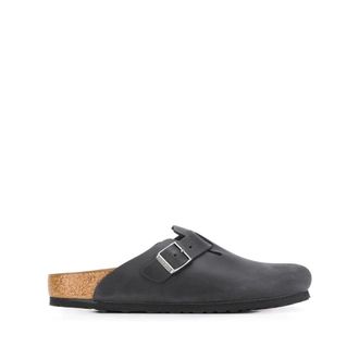Birkenstock Femme, Chaussures, Noir, Taille: 36 EU Sandales en Cuir Noir Style Slip-On