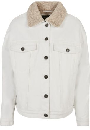 Urban Classics Damen Ladies Oversized Sherpa Denim Jacket Offwhite raw, L